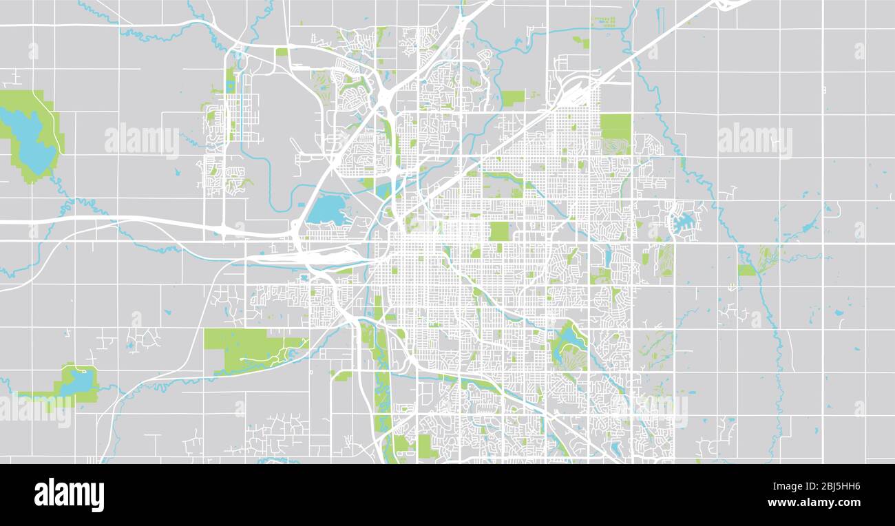 Urban vector city map of Lincoln, USA. Nebraska state capital Stock ...