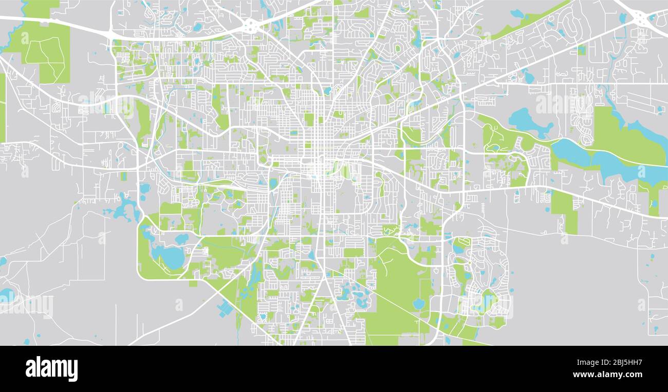 Urban vector city map of Tallahassee, USA. Florida state capital Stock ...