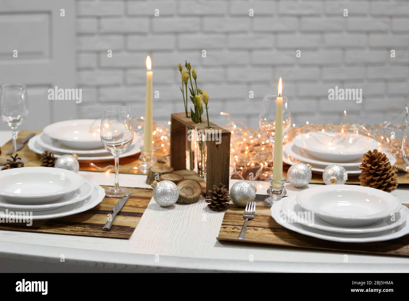 Beautiful Christmas table setting Stock Photo - Alamy