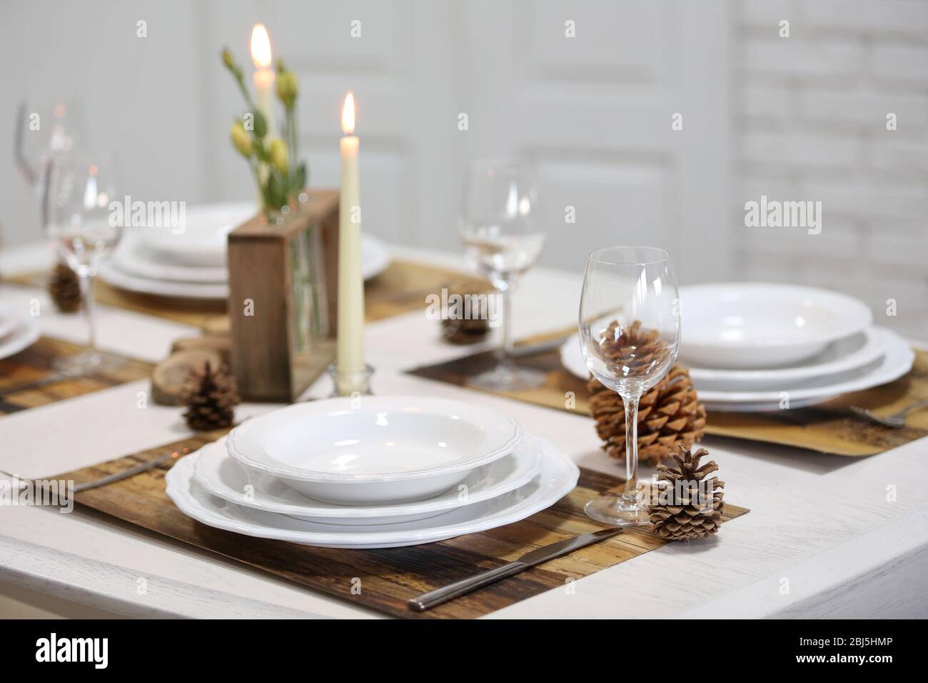 Beautiful table setting with natural eco materials Stock Photo - Alamy