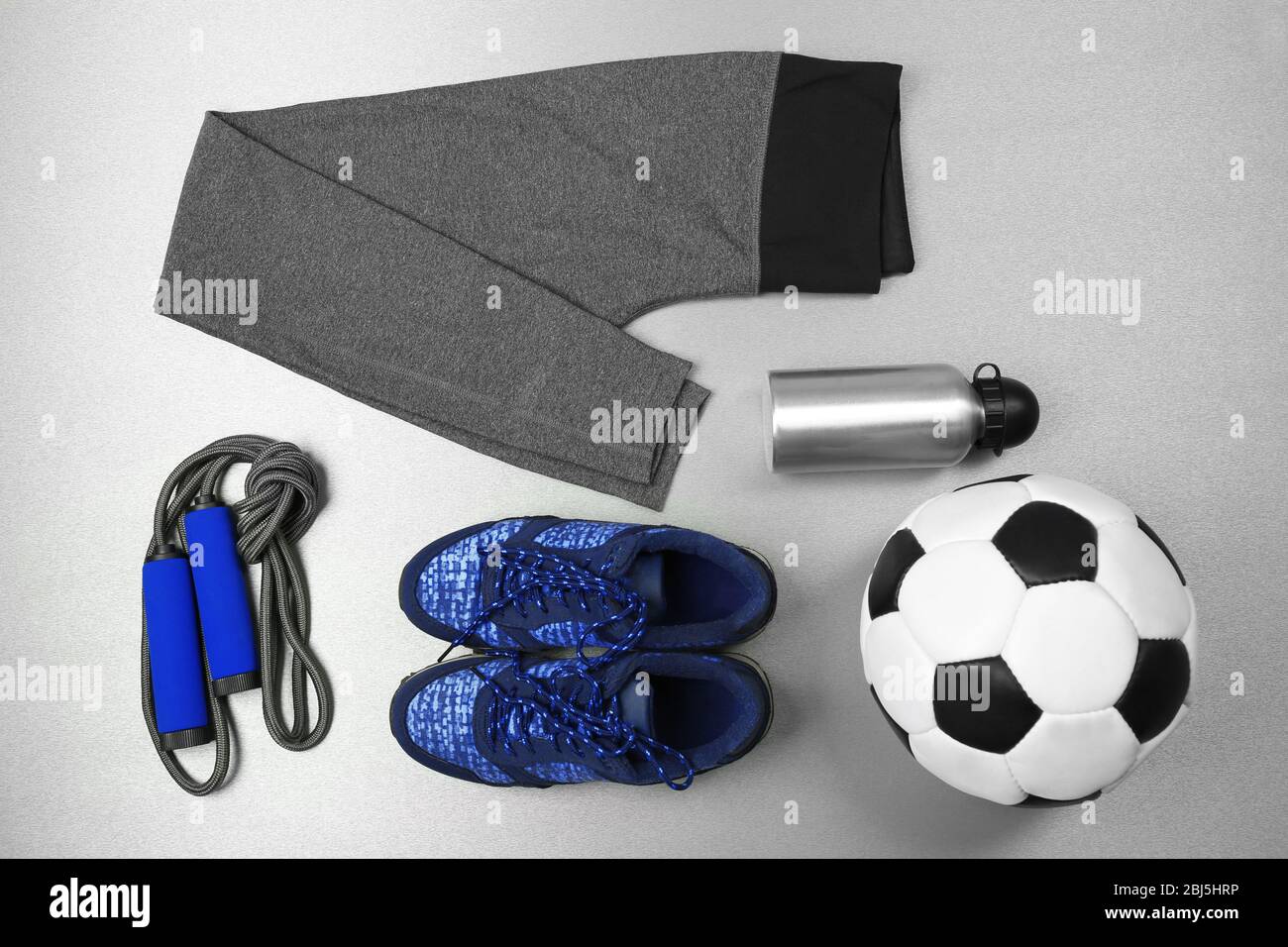 Set for sports on gray background Stock Photo - Alamy