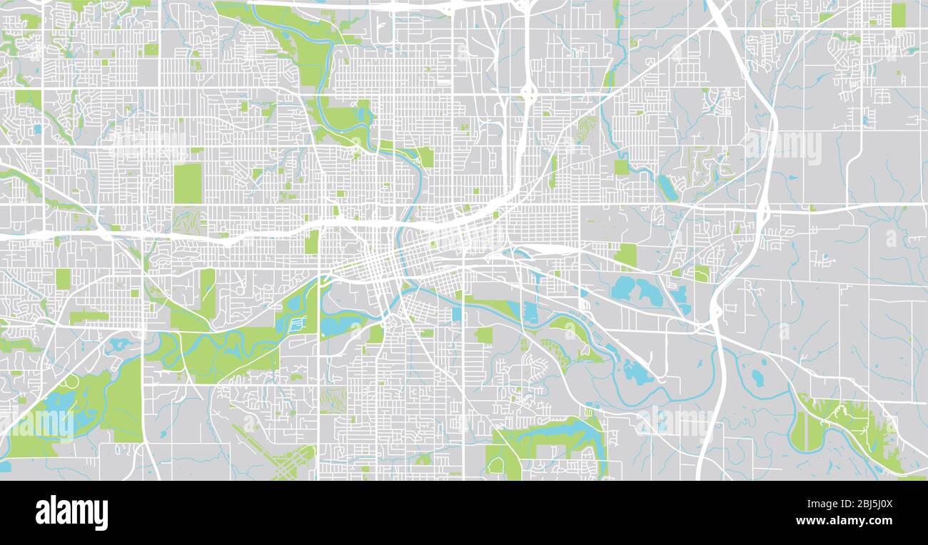 Urban vector city map of Des Moines, USA. Iowa state capital Stock ...
