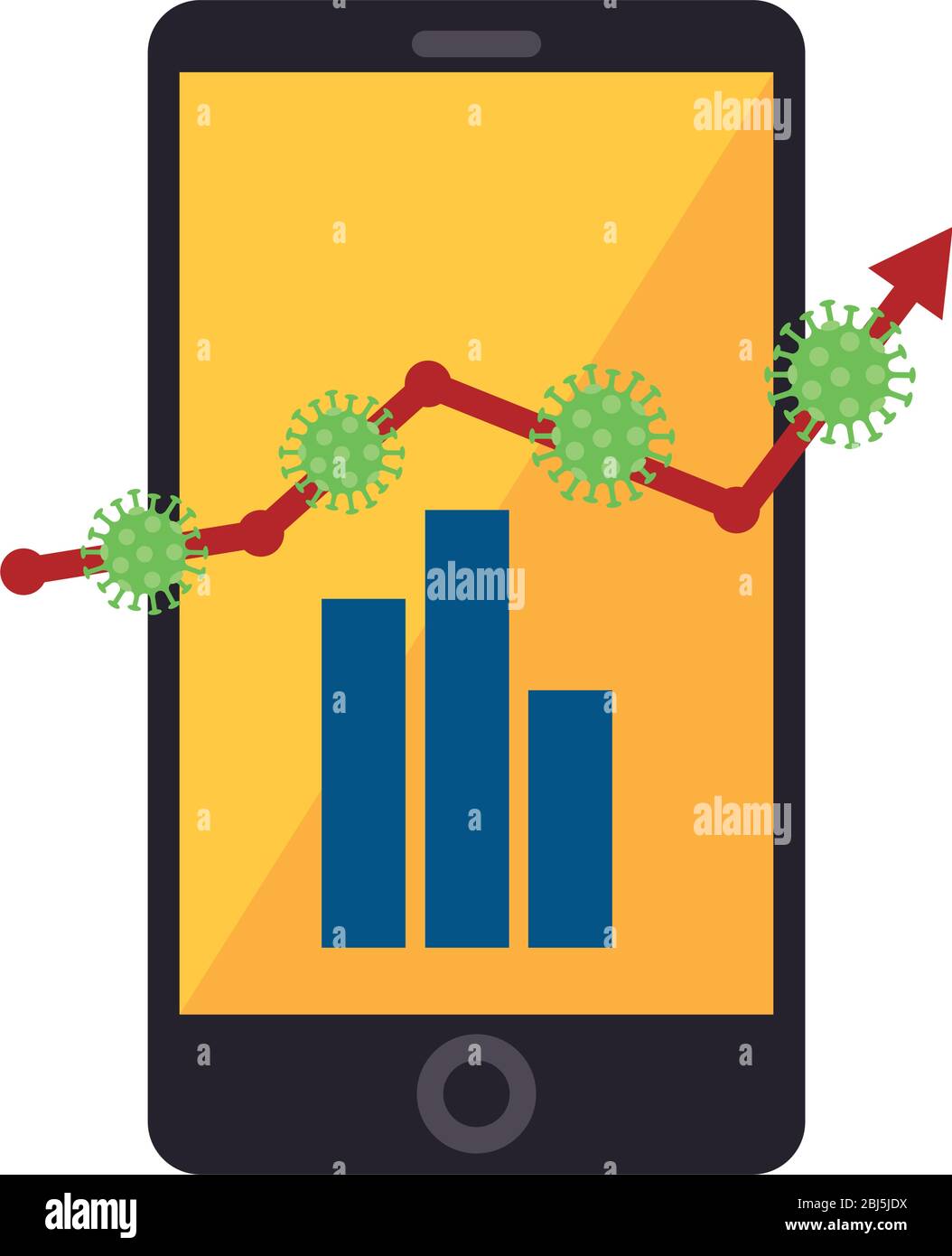stock market variation by covid 19 with smartphone and icons Stock ...