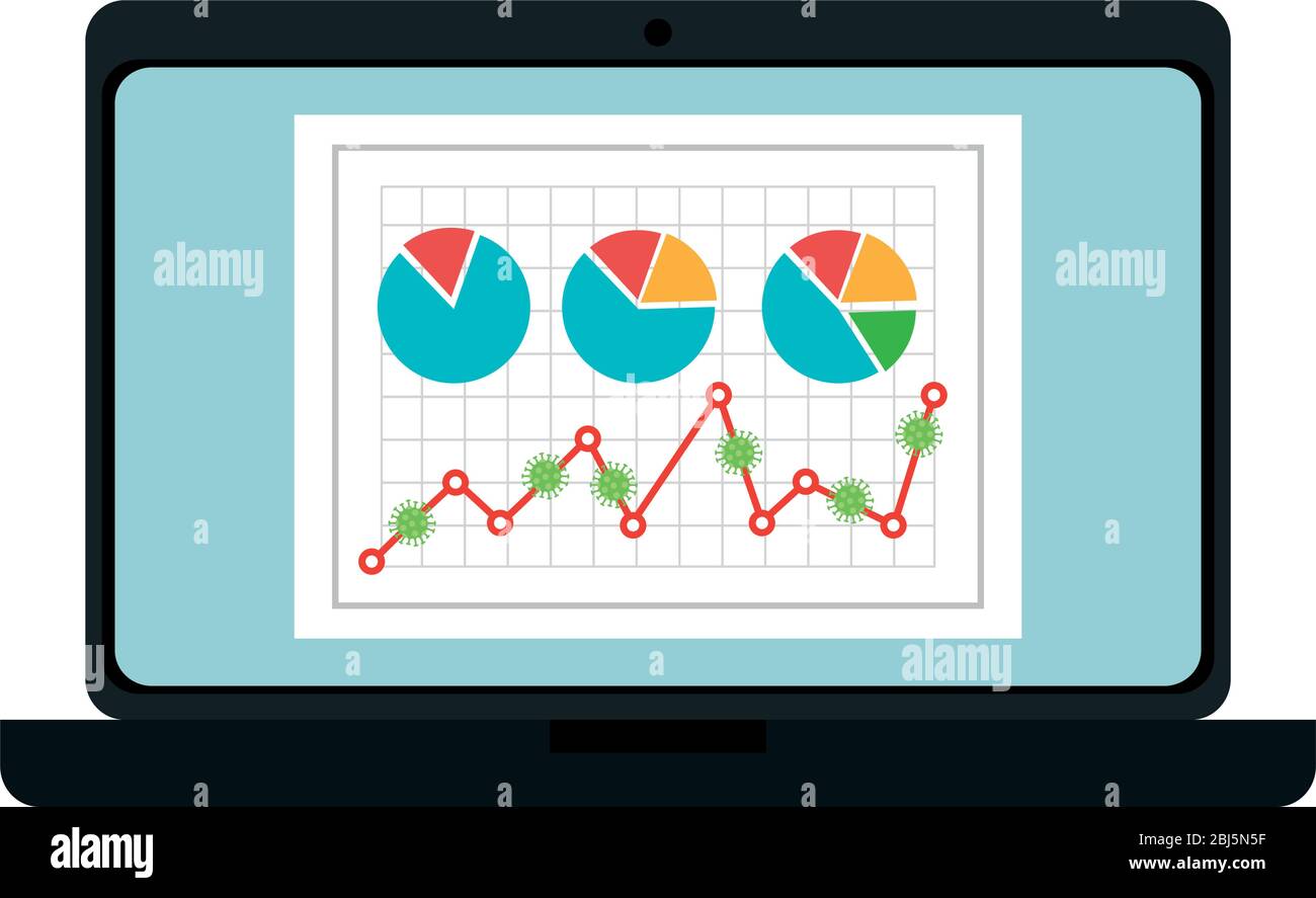 stock market variation by covid 19 with laptop and icons Stock Vector ...