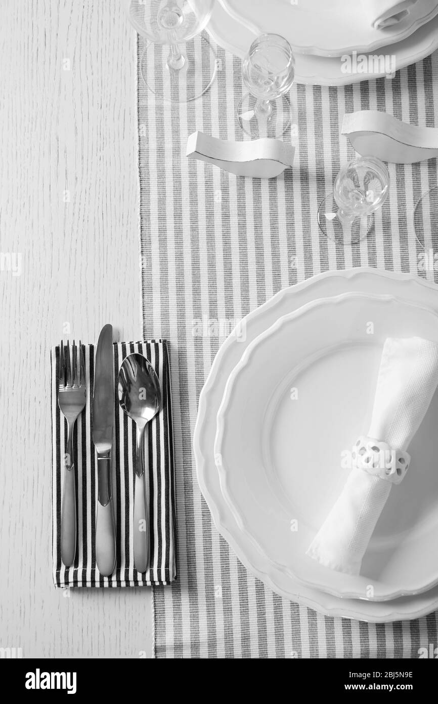 Beautiful table setting, close up Stock Photo - Alamy