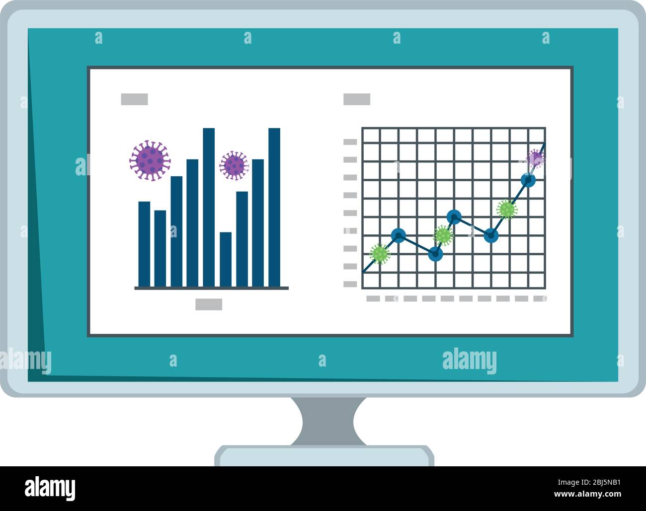 stock market variation by covid 19 with computer and icons Stock Vector ...