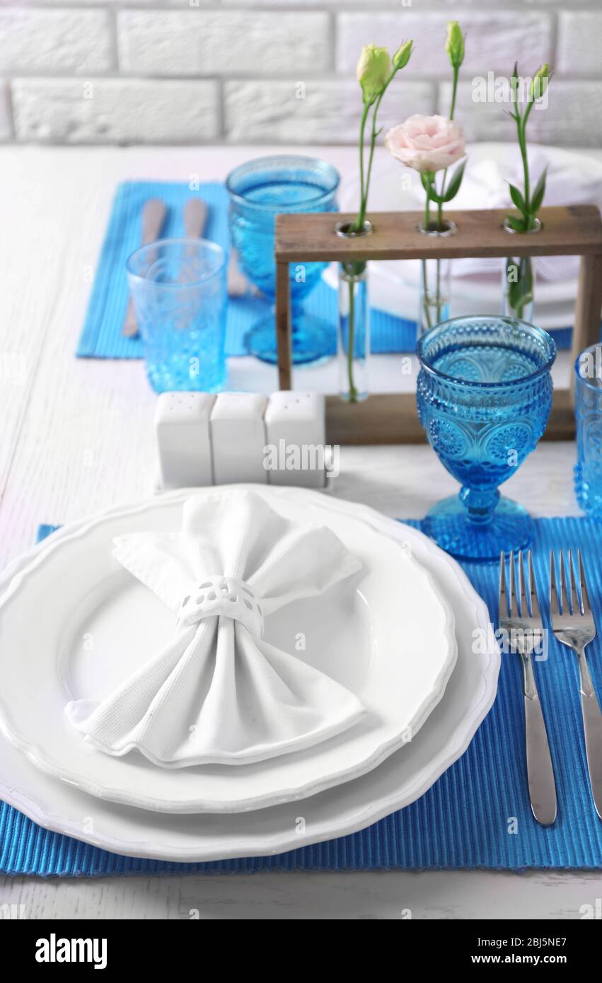 Beautiful table setting, close up Stock Photo - Alamy