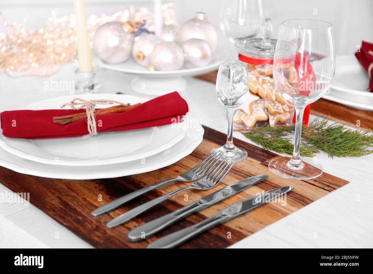 Beautiful Christmas table setting Stock Photo - Alamy