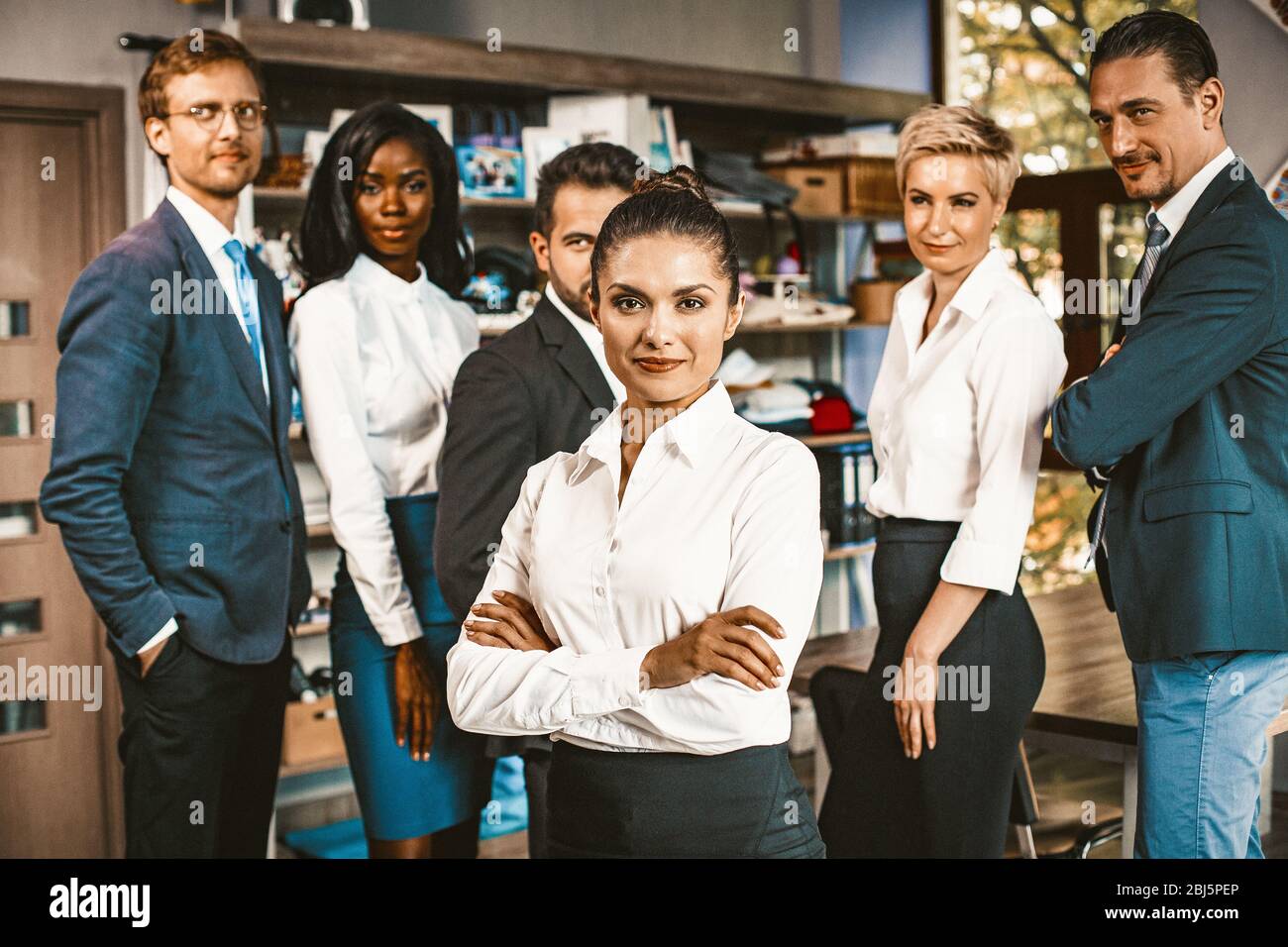 Friendly Team Of Office Worker Posing Together Stock Photo - Alamy