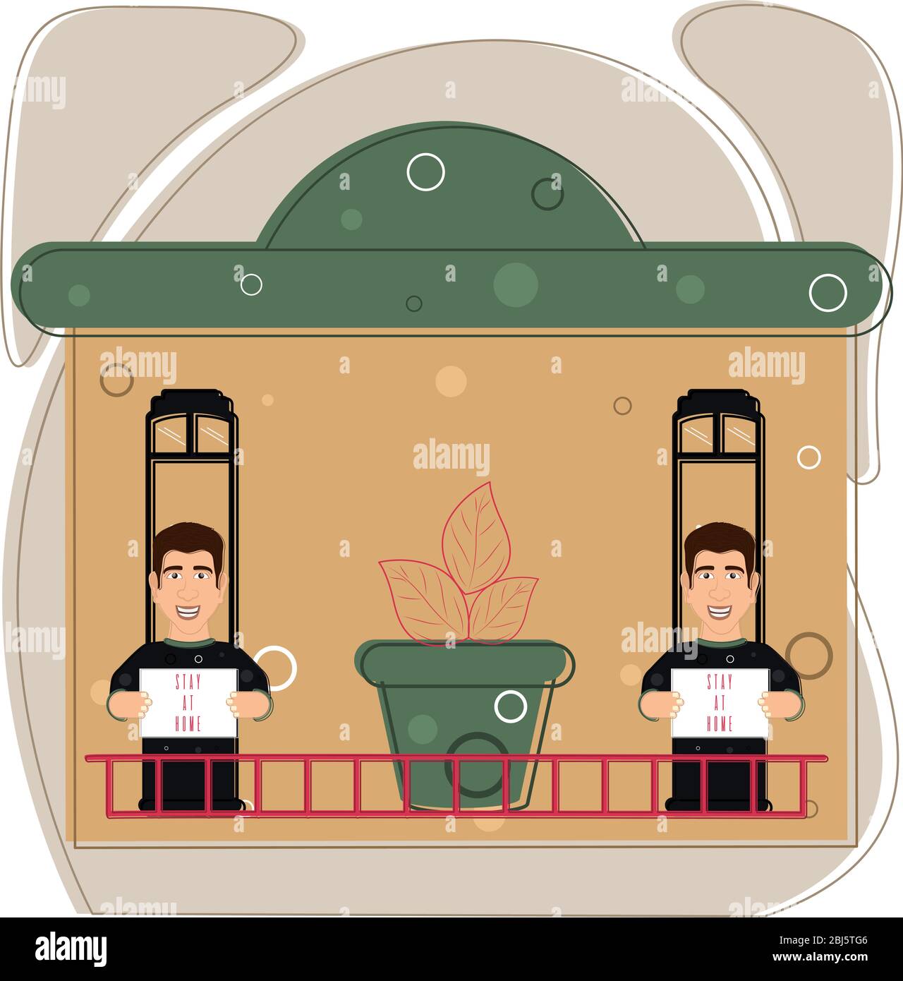 Men with notice of stay home Stock Vector Image & Art - Alamy
