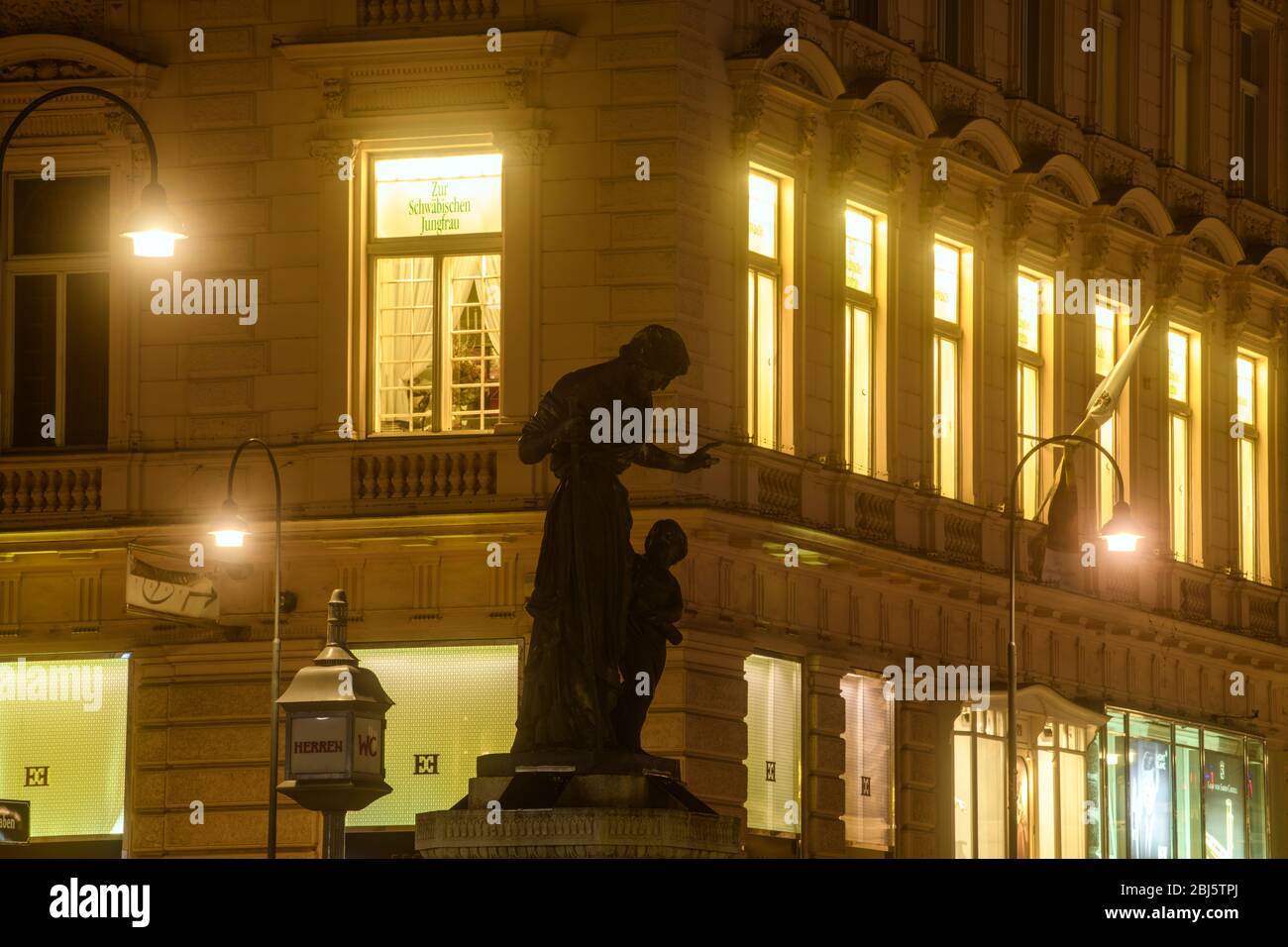 A statue in the downtown pedestrian promenade, Vienna, Lower Austria ...