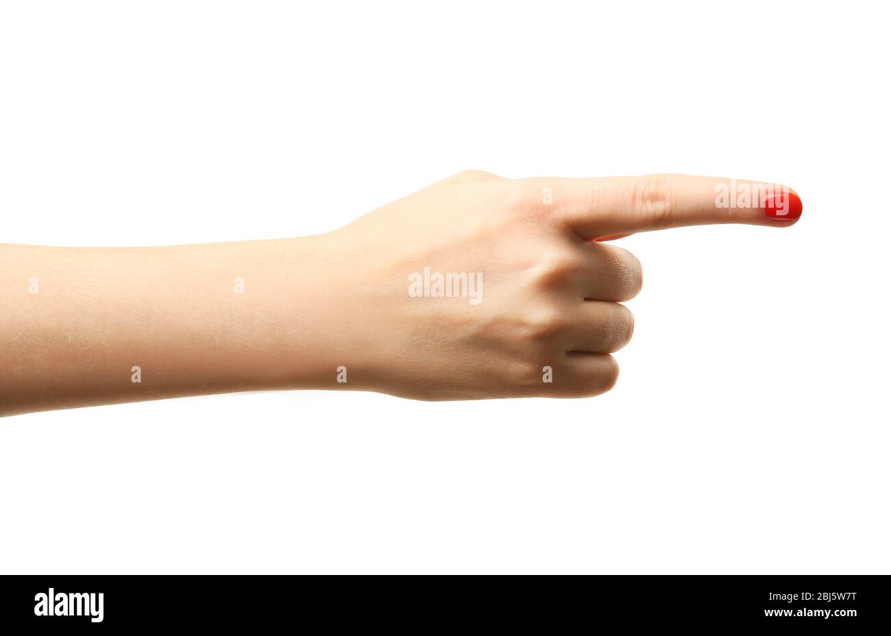 Woman hand making sign isolated on white background. Right Stock Photo ...