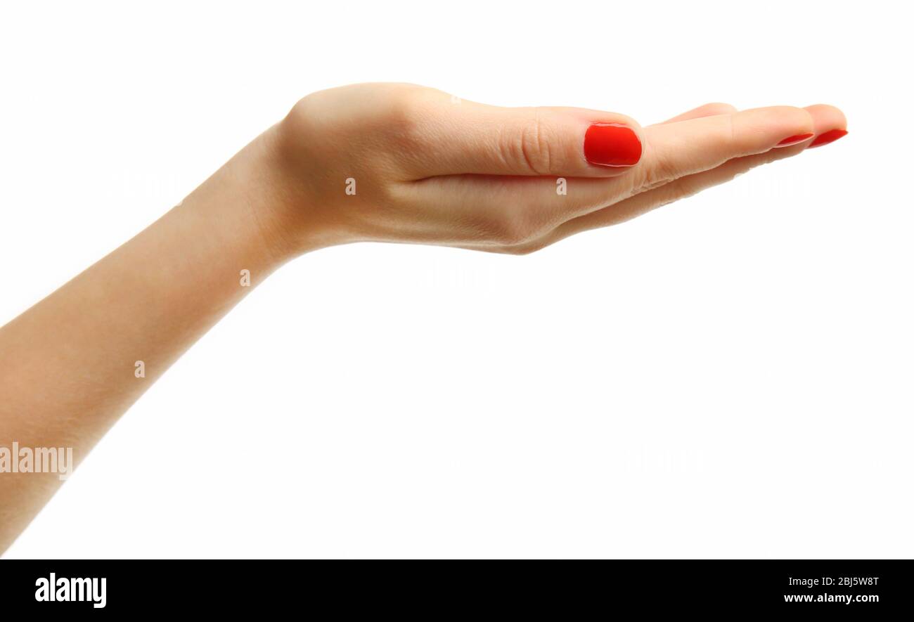 Woman hand making sign isolated on white background Stock Photo - Alamy