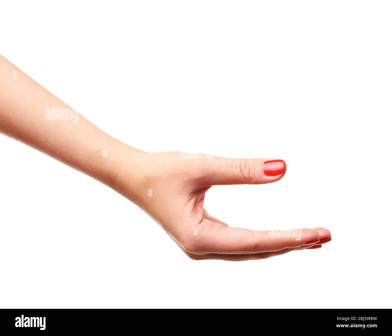 Woman hand making sign isolated on white background Stock Photo - Alamy