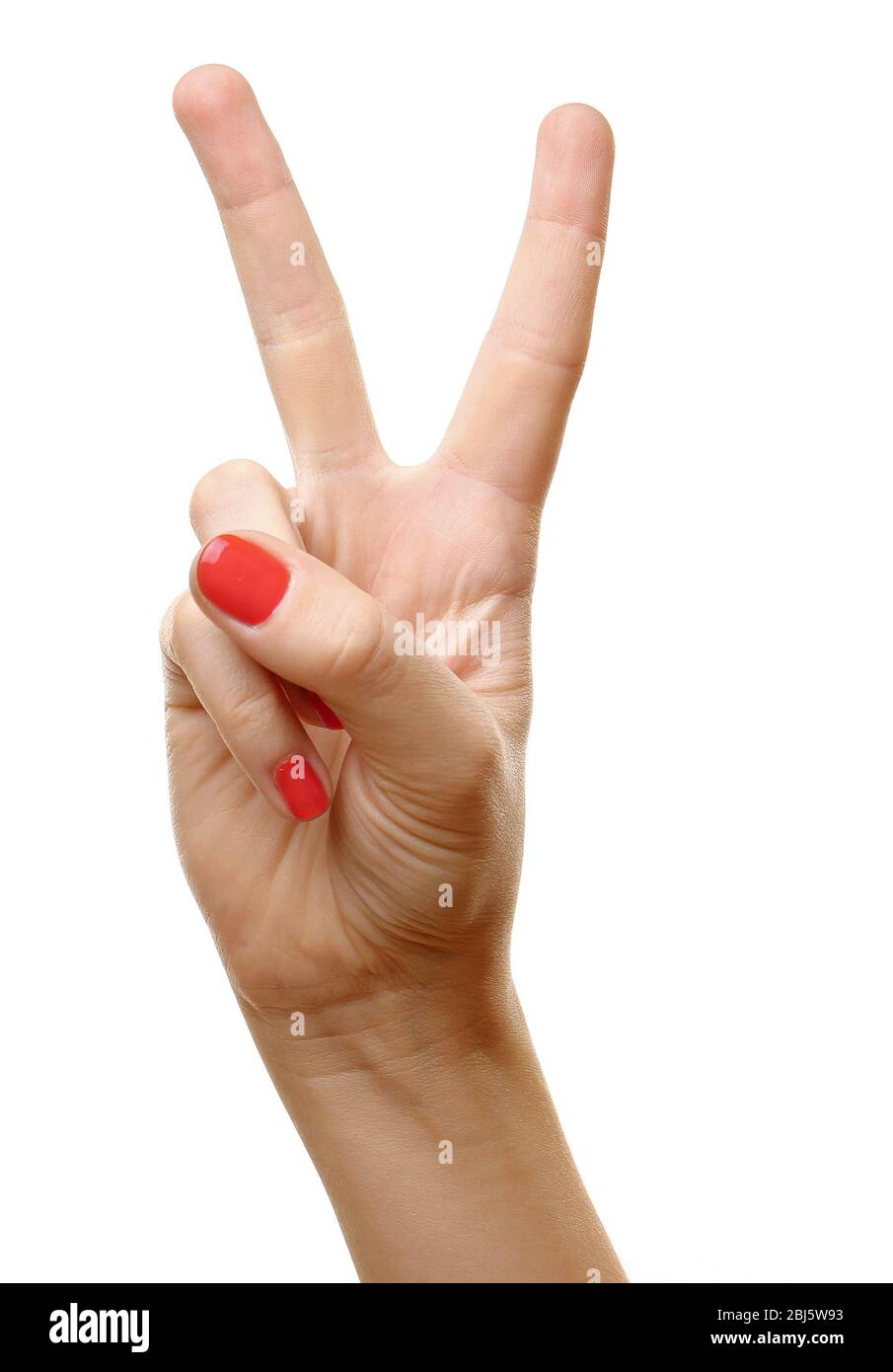 Woman hand making sign isolated on white background Stock Photo - Alamy