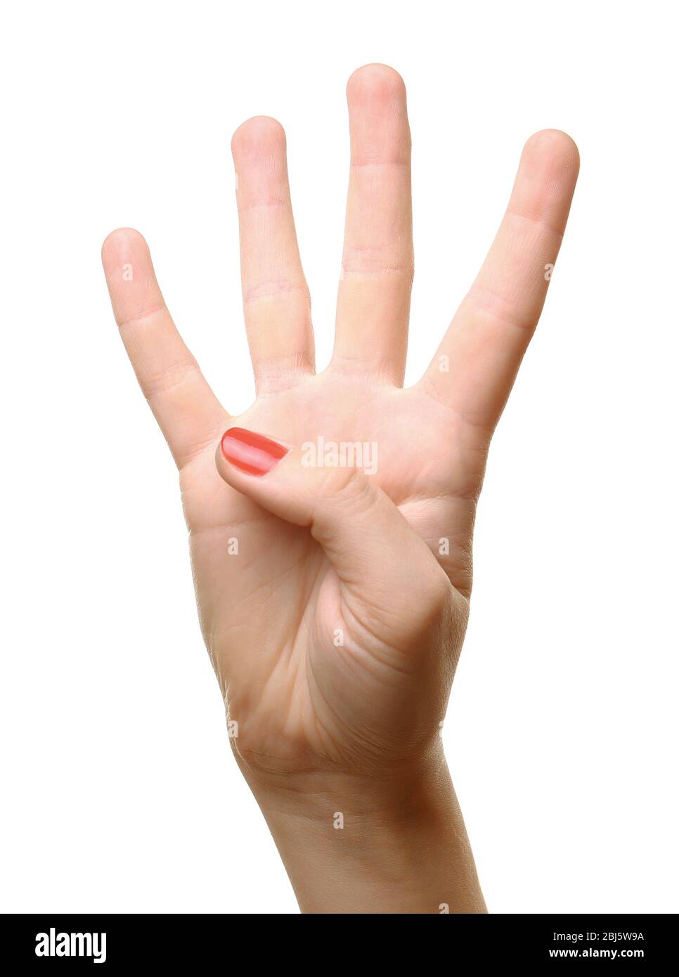 Woman hand making sign isolated on white background Stock Photo - Alamy