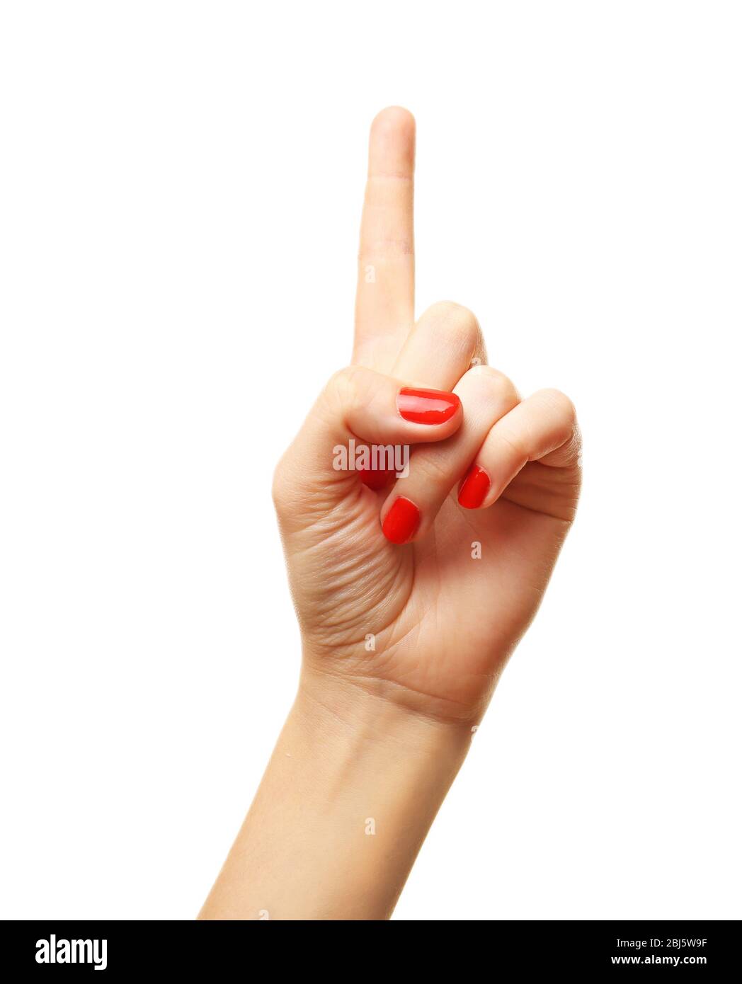 Woman hand making sign isolated on white background Stock Photo - Alamy