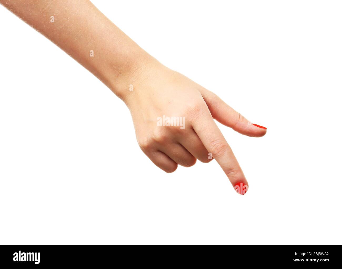 Woman hand making sign isolated on white background Stock Photo - Alamy