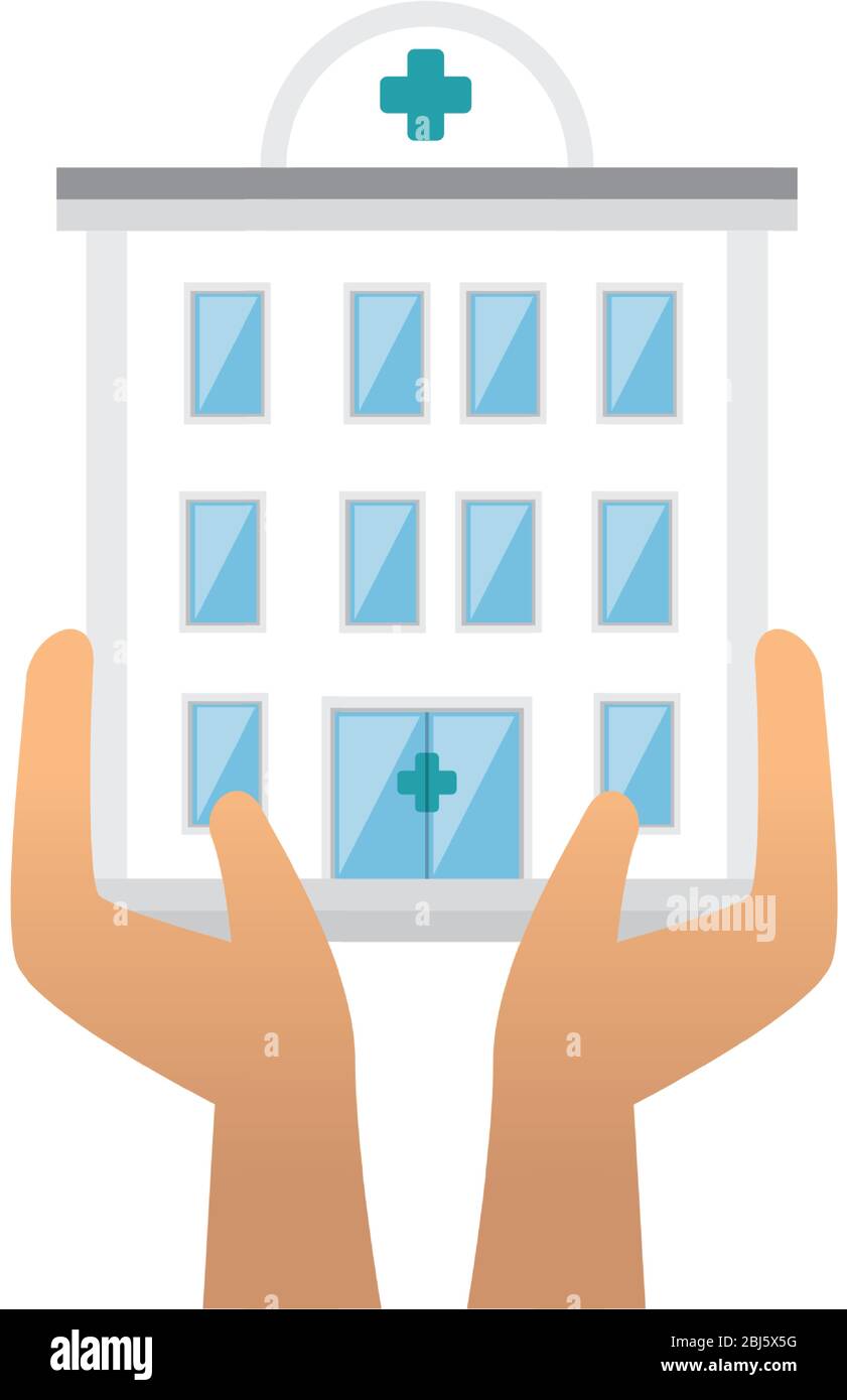hands with facade of building hospital Stock Vector Image & Art - Alamy