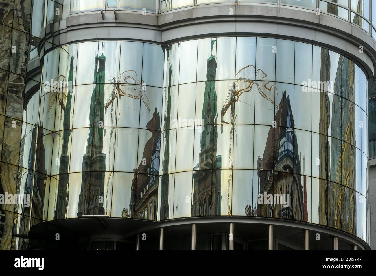 Reflections in a modern glass building, Vienna, Lower Austria, Austria ...