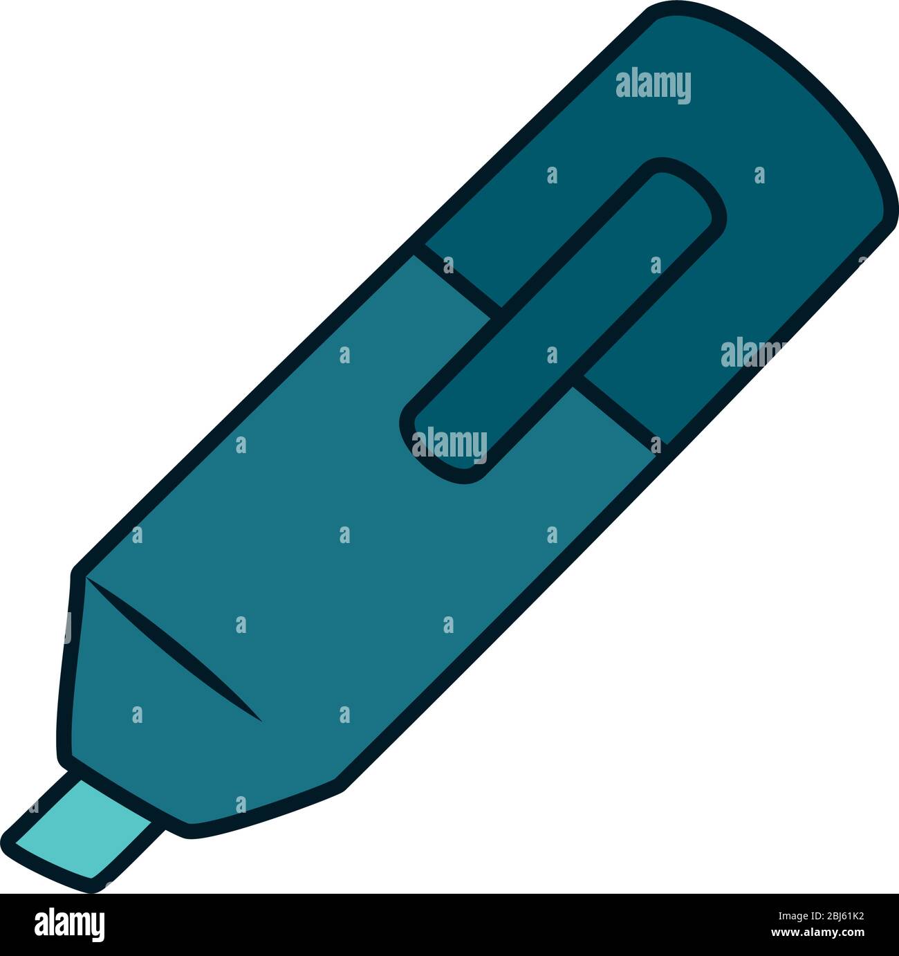 highlighter pen icon over white background, line and fill style, vector ...