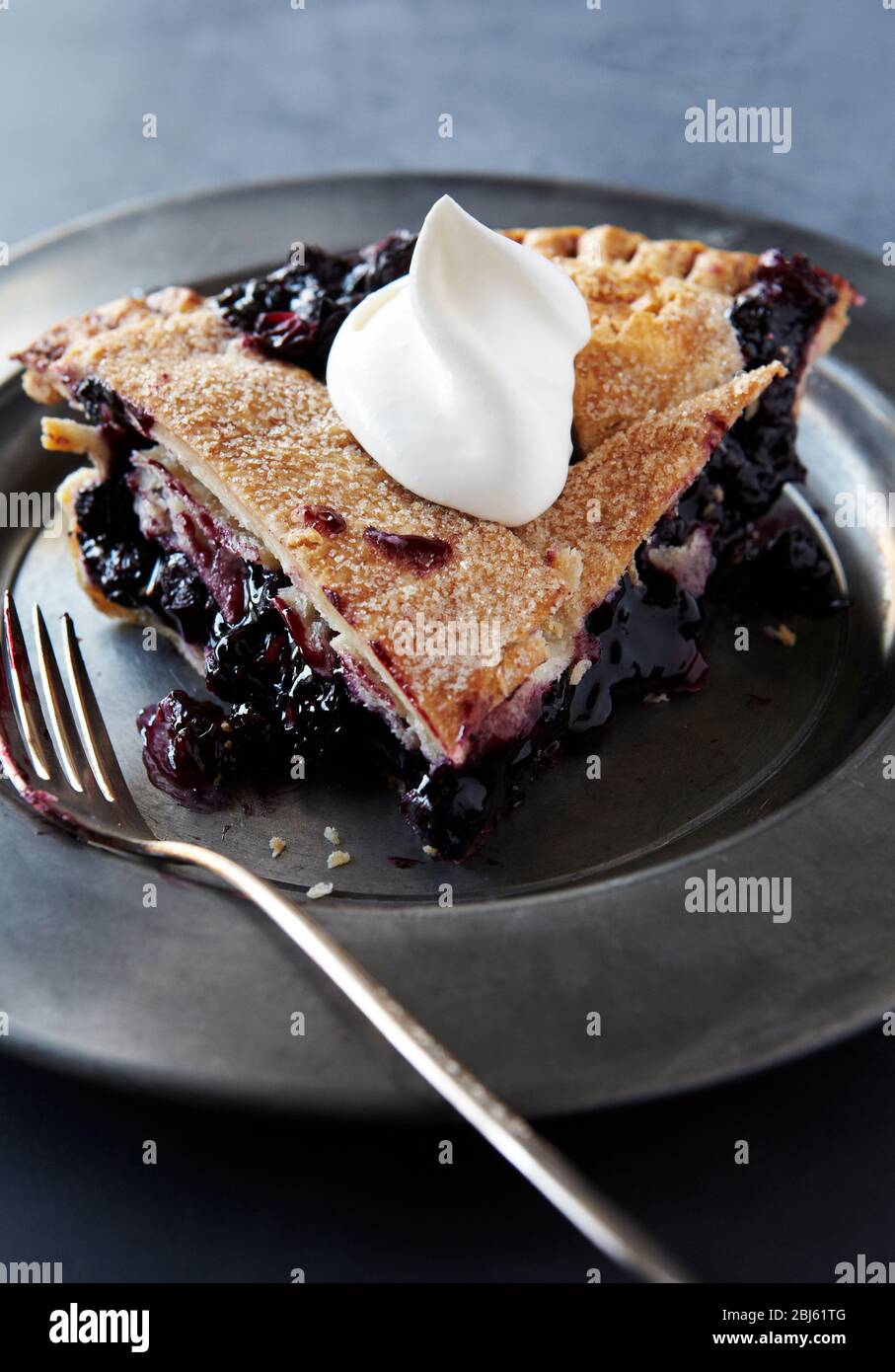 Slice of Blueberry Pie with Whip Cream Stock Photo - Alamy
