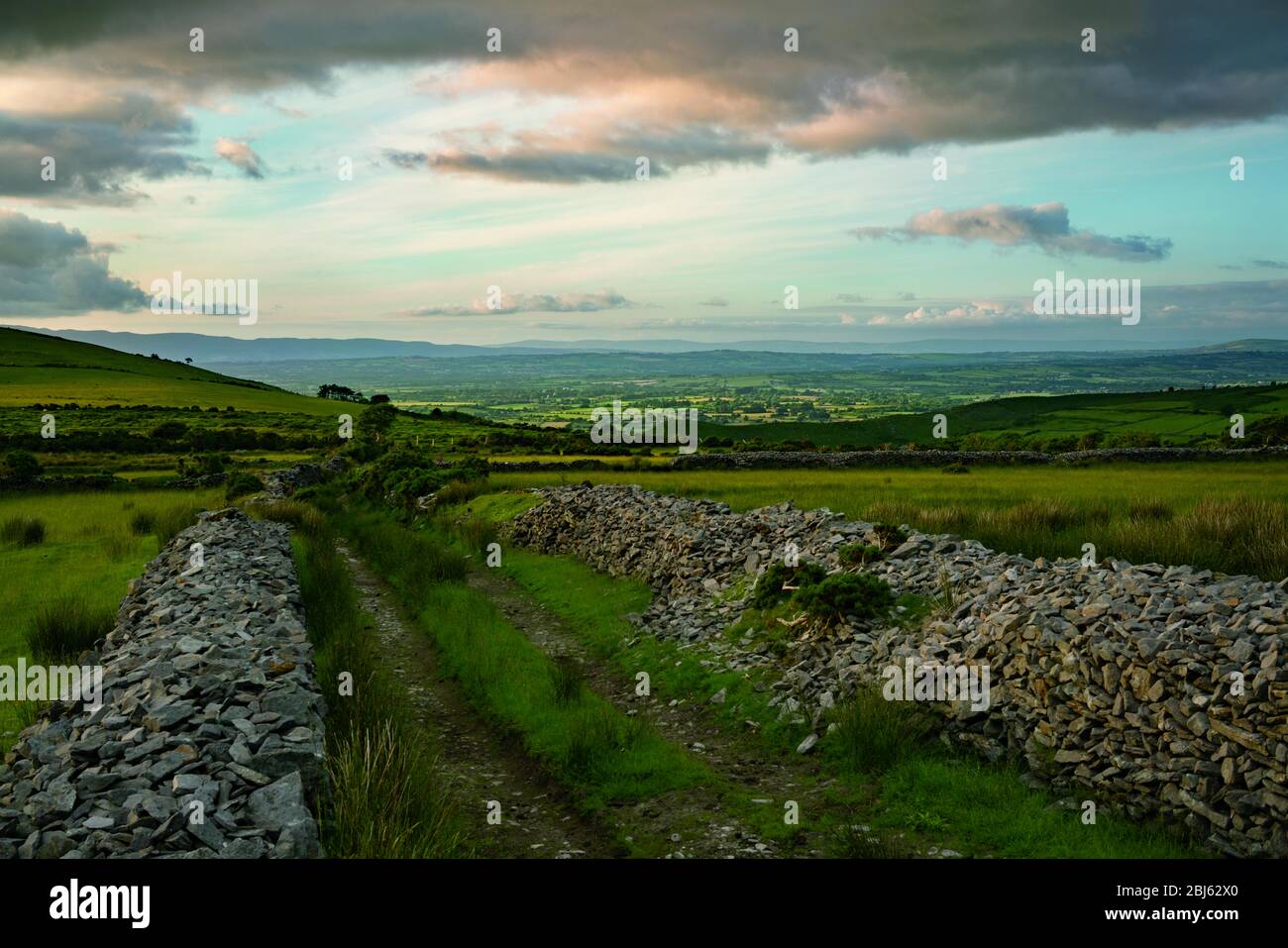 Irish Countryside at Sunset in Ring of Kerry Stock Photo - Alamy