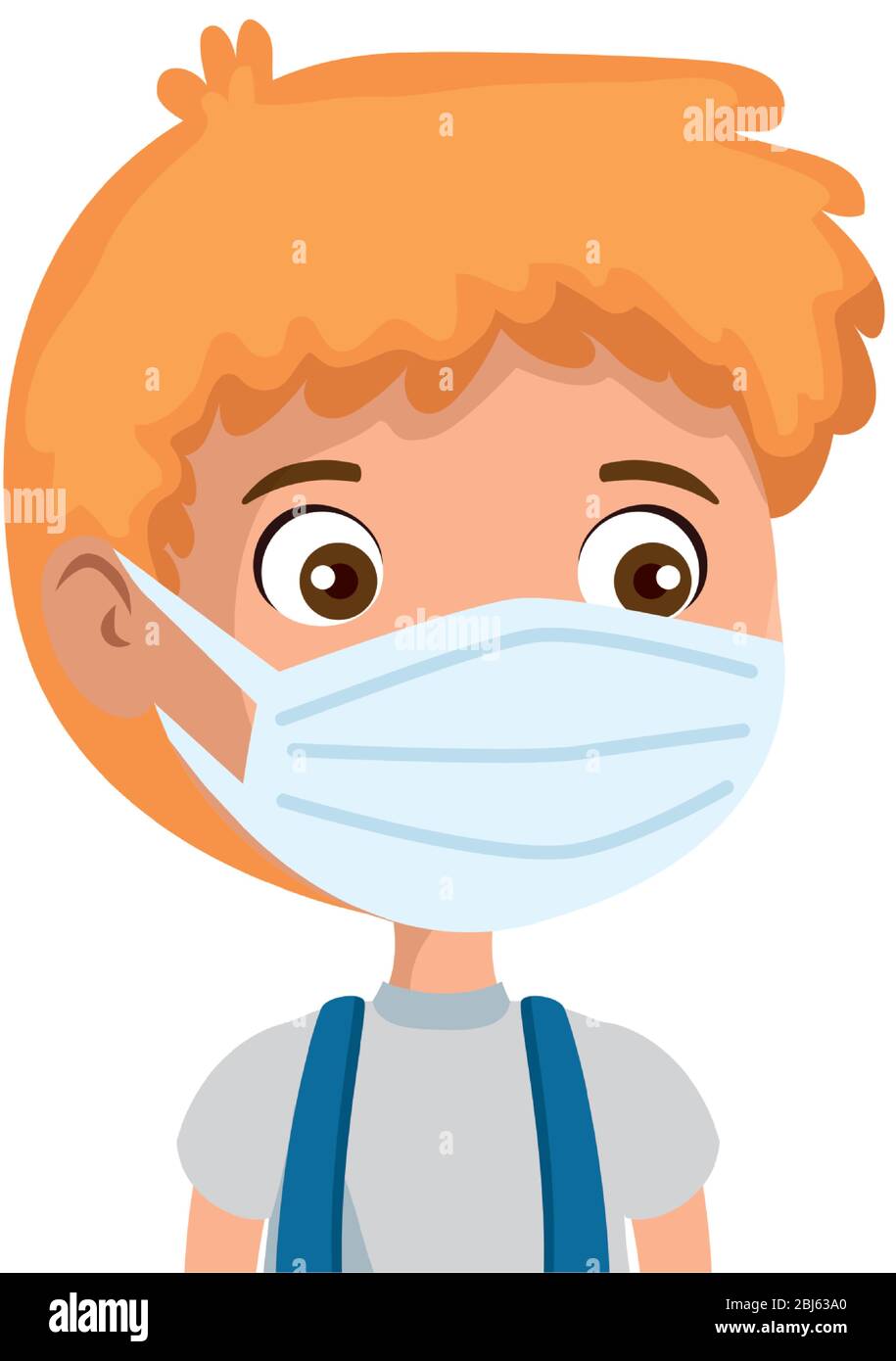 cute boy using face mask isolated icon Stock Vector Image & Art - Alamy