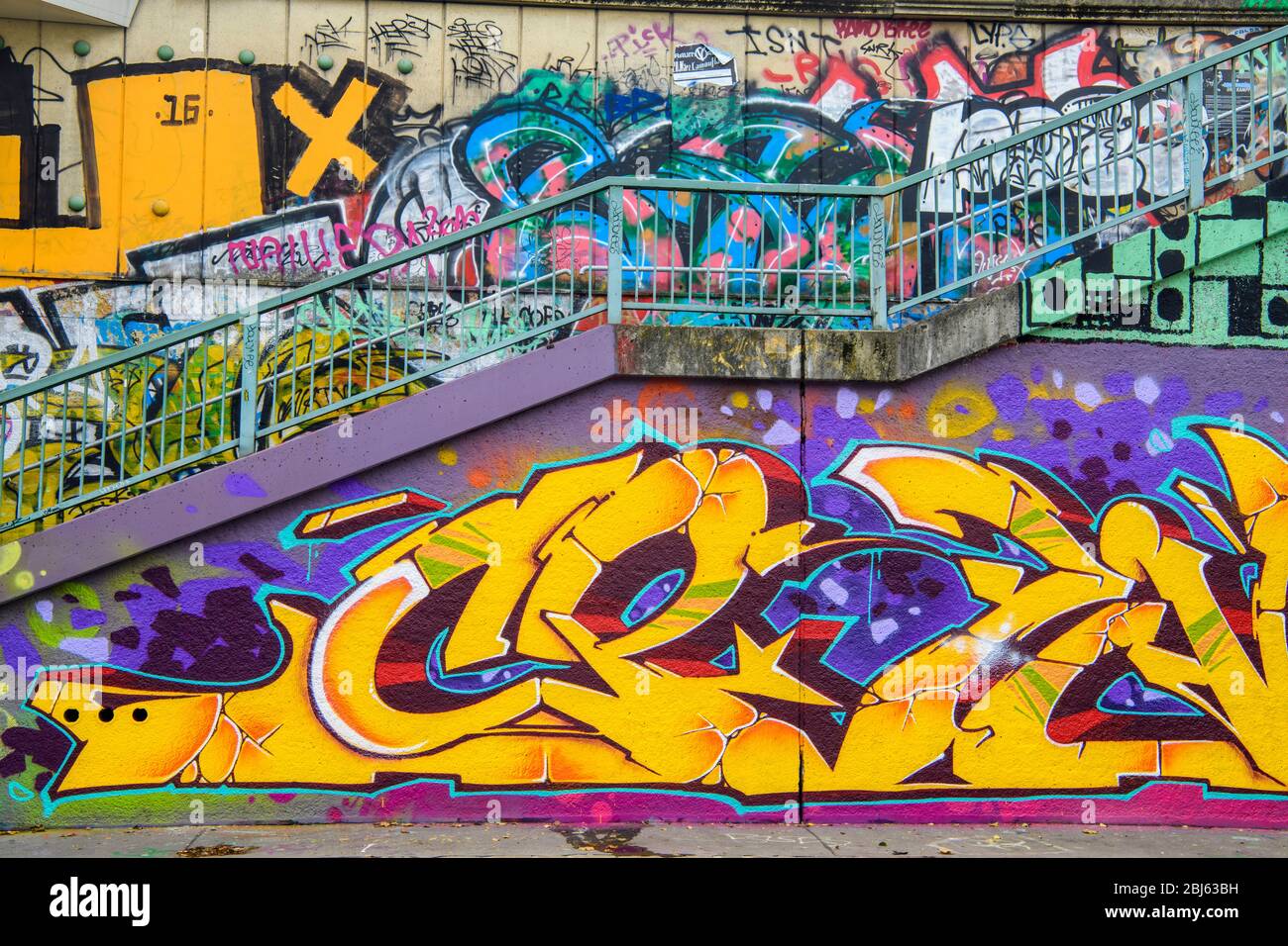 Graffiti on the Danube Canal, Vienna, Lower Austria, Austria Stock ...