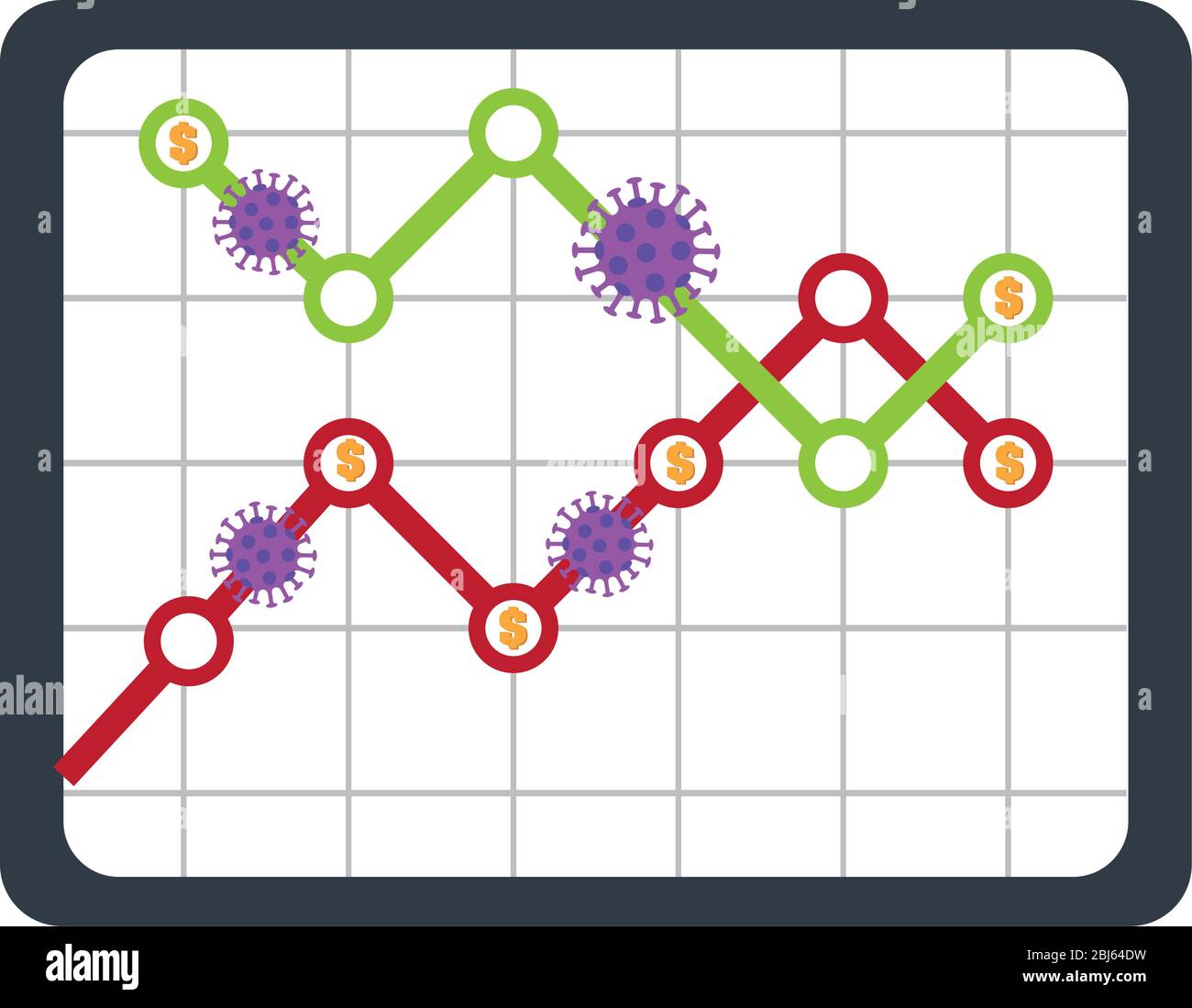 stock market variation by covid 19 with tablet device and icons Stock ...