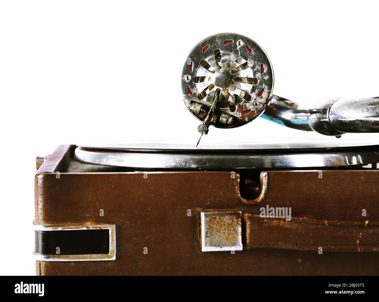 Old gramophone isolated on white Stock Photo - Alamy