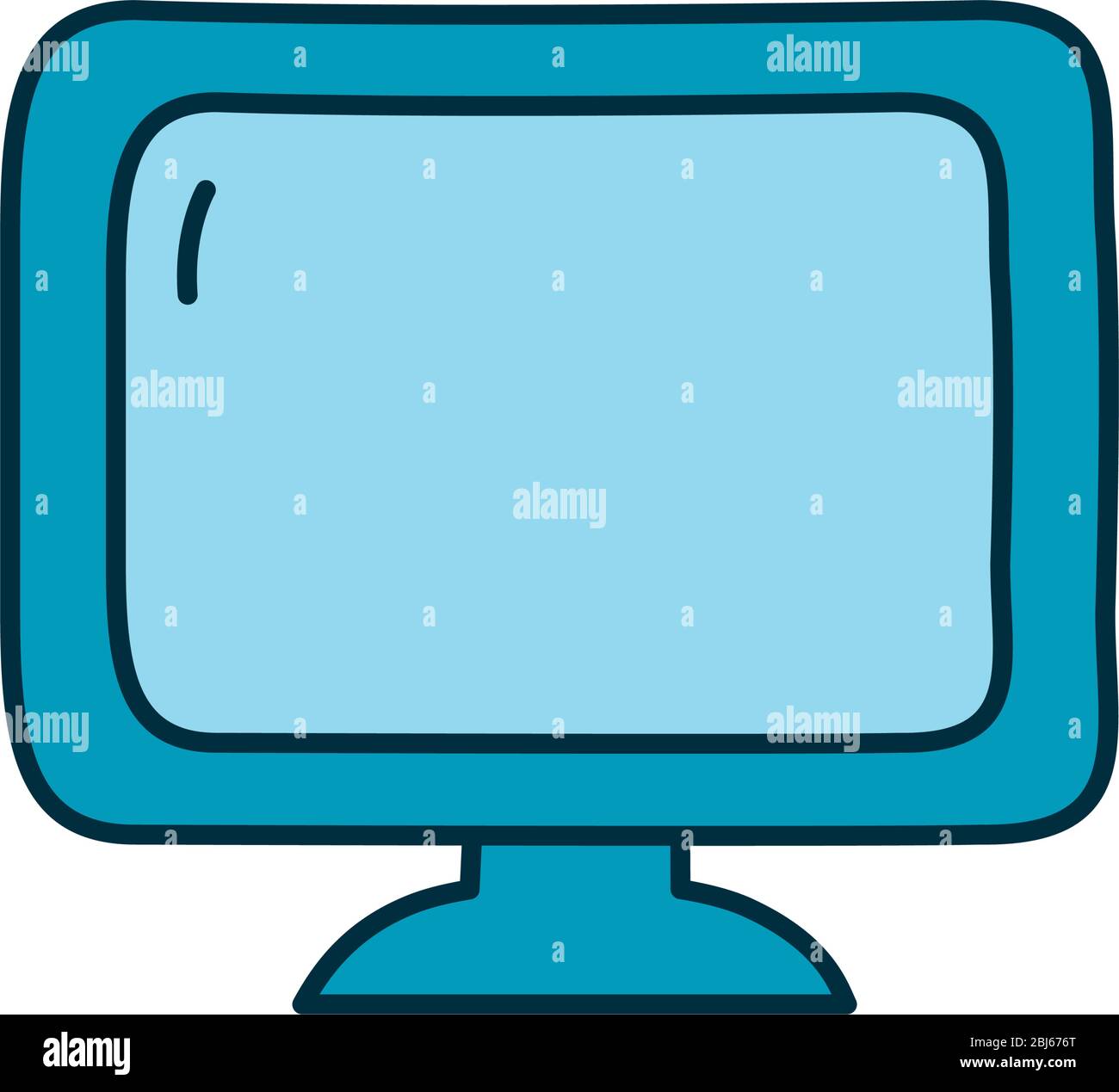 computer monitor icon over white background, line and fill style icon ...