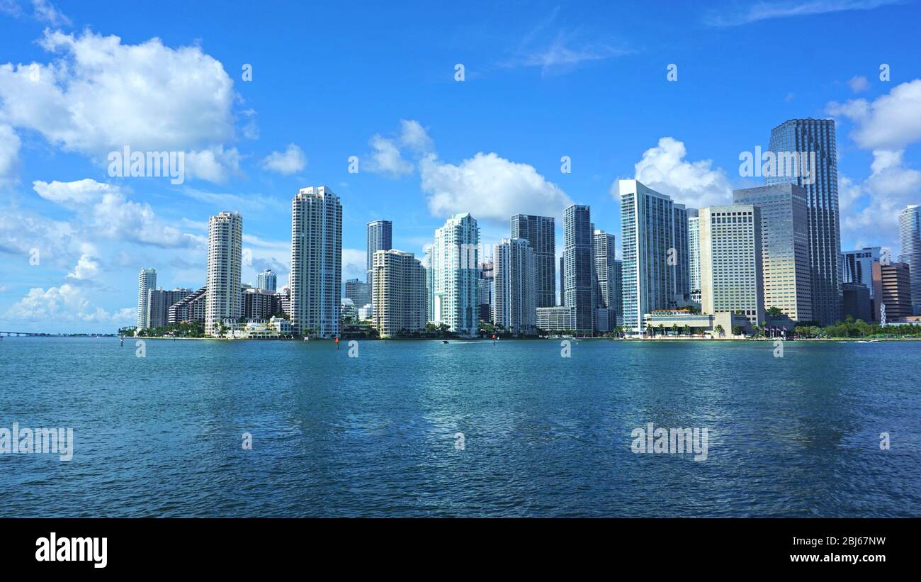 Insanely beautiful view of the Miami Skyline from the seaside Stock ...