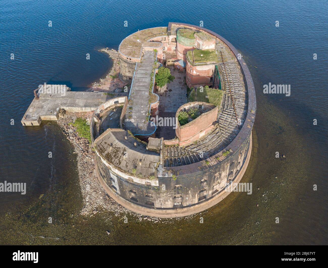 Aerial view of the brick fort Alexander. Kronstadt Stock Photo - Alamy