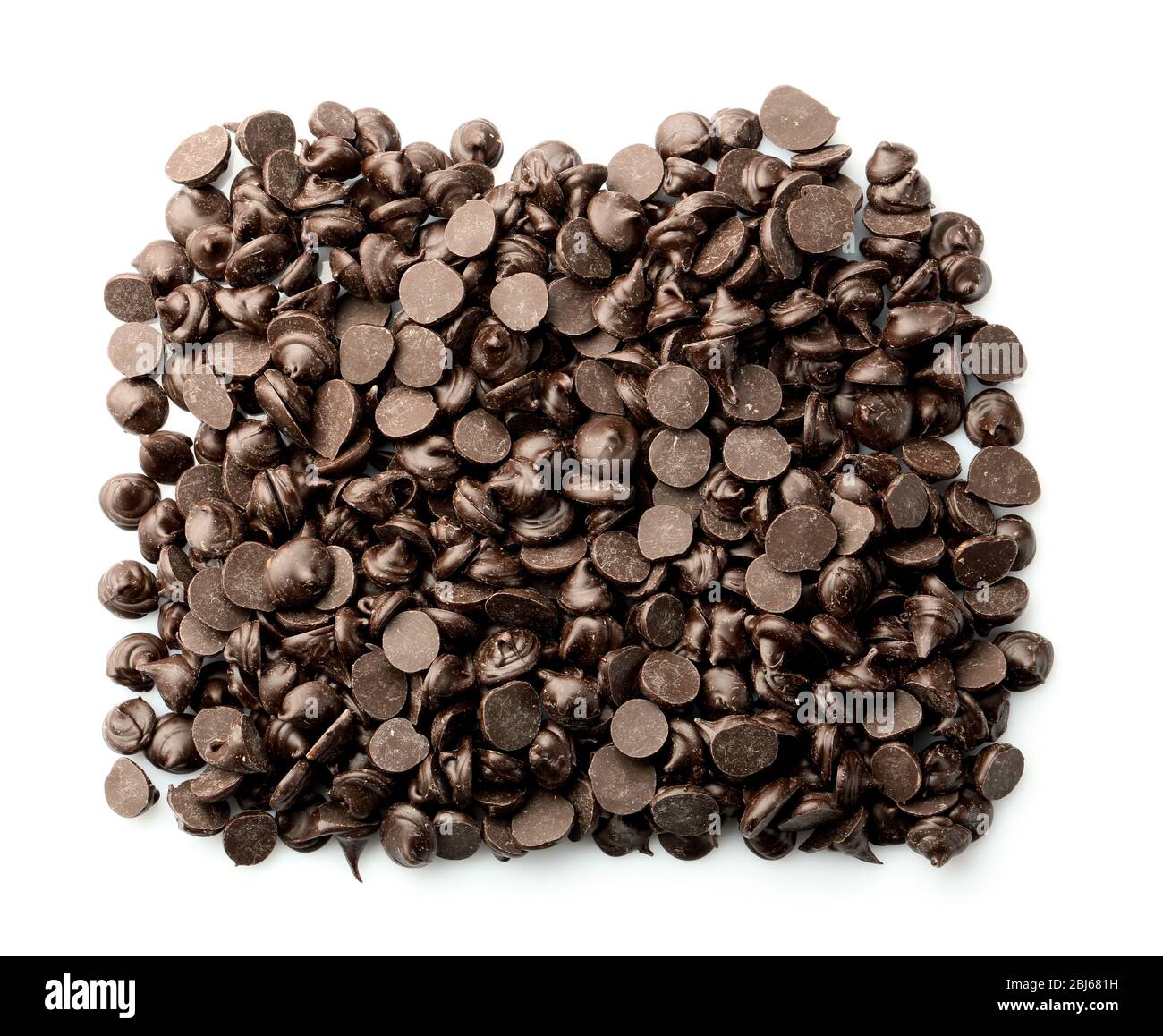 Chocolate morsels isolated on white Stock Photo - Alamy