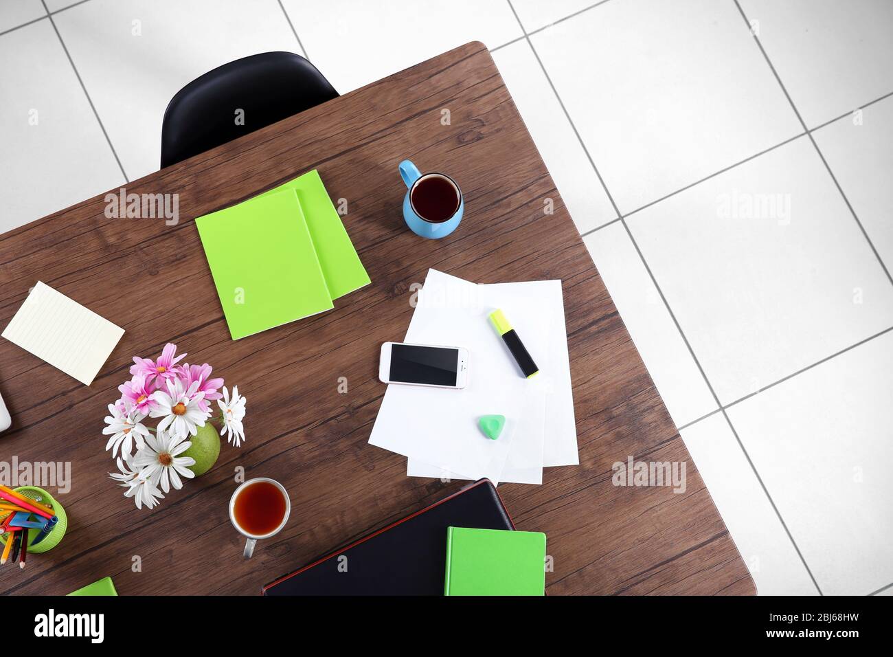 Session concept. Workplace top view Stock Photo - Alamy