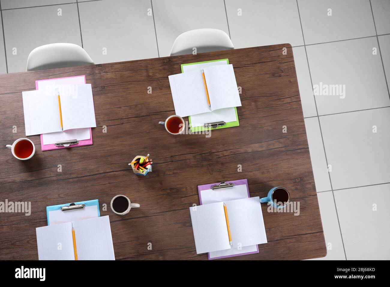 Session concept. Workplace top view Stock Photo - Alamy