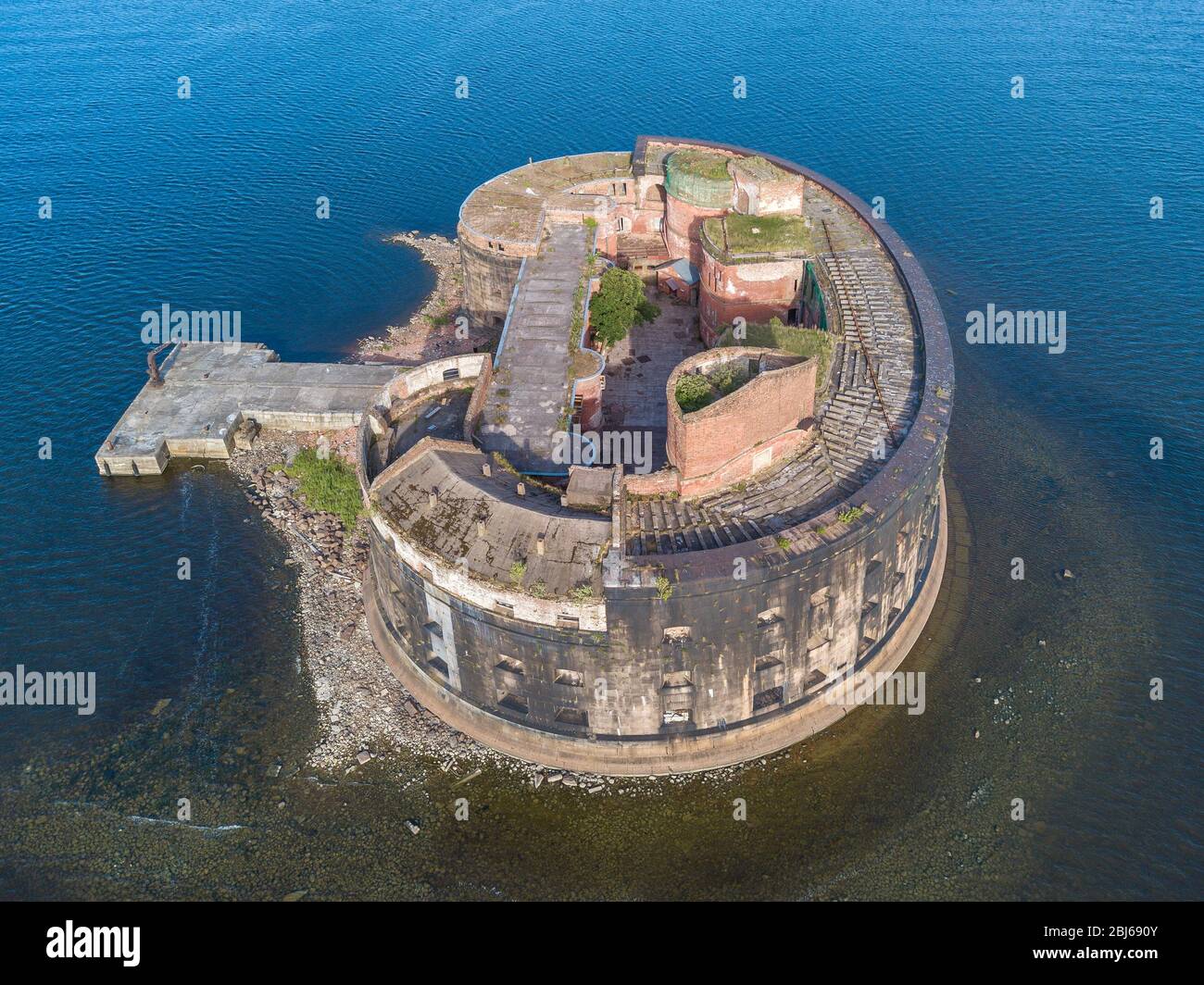 Aerial view of the brick fort Alexander. Kronstadt Stock Photo - Alamy