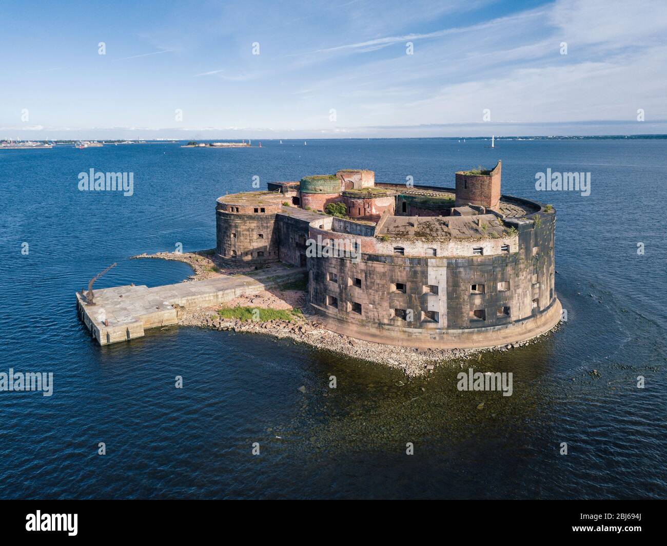 Aerial view of the brick fort Alexander. Kronstadt Stock Photo - Alamy