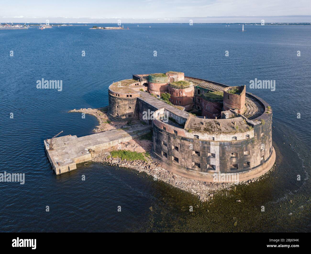 Aerial view of the brick fort Alexander. Kronstadt Stock Photo - Alamy