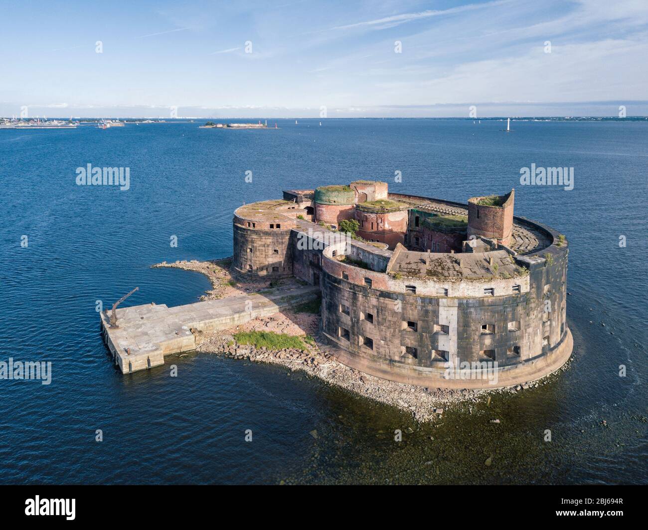 Aerial view of the brick fort Alexander. Kronstadt Stock Photo - Alamy
