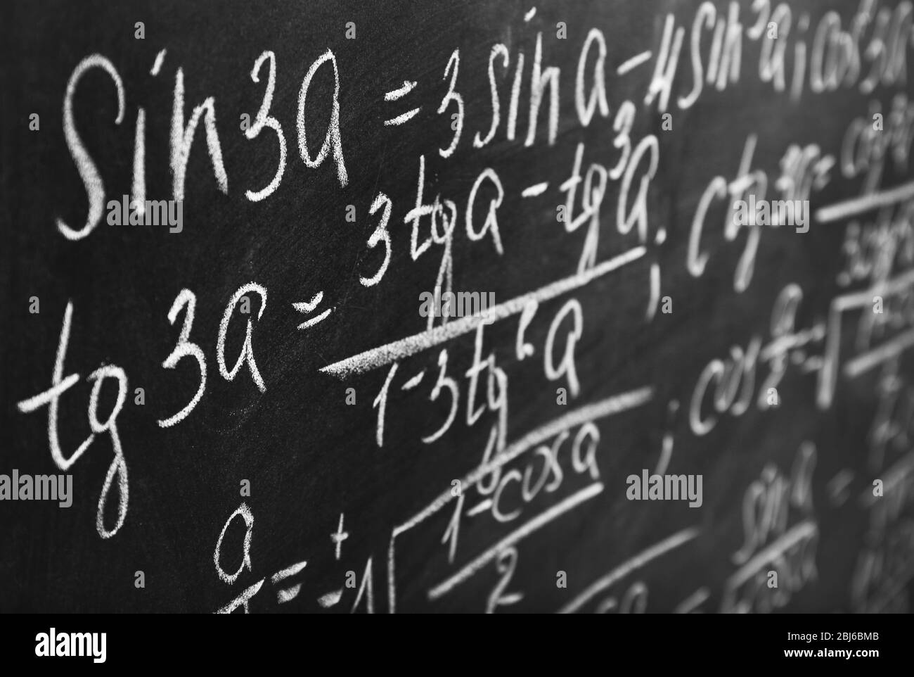 School blackboard with formulas Stock Photo - Alamy