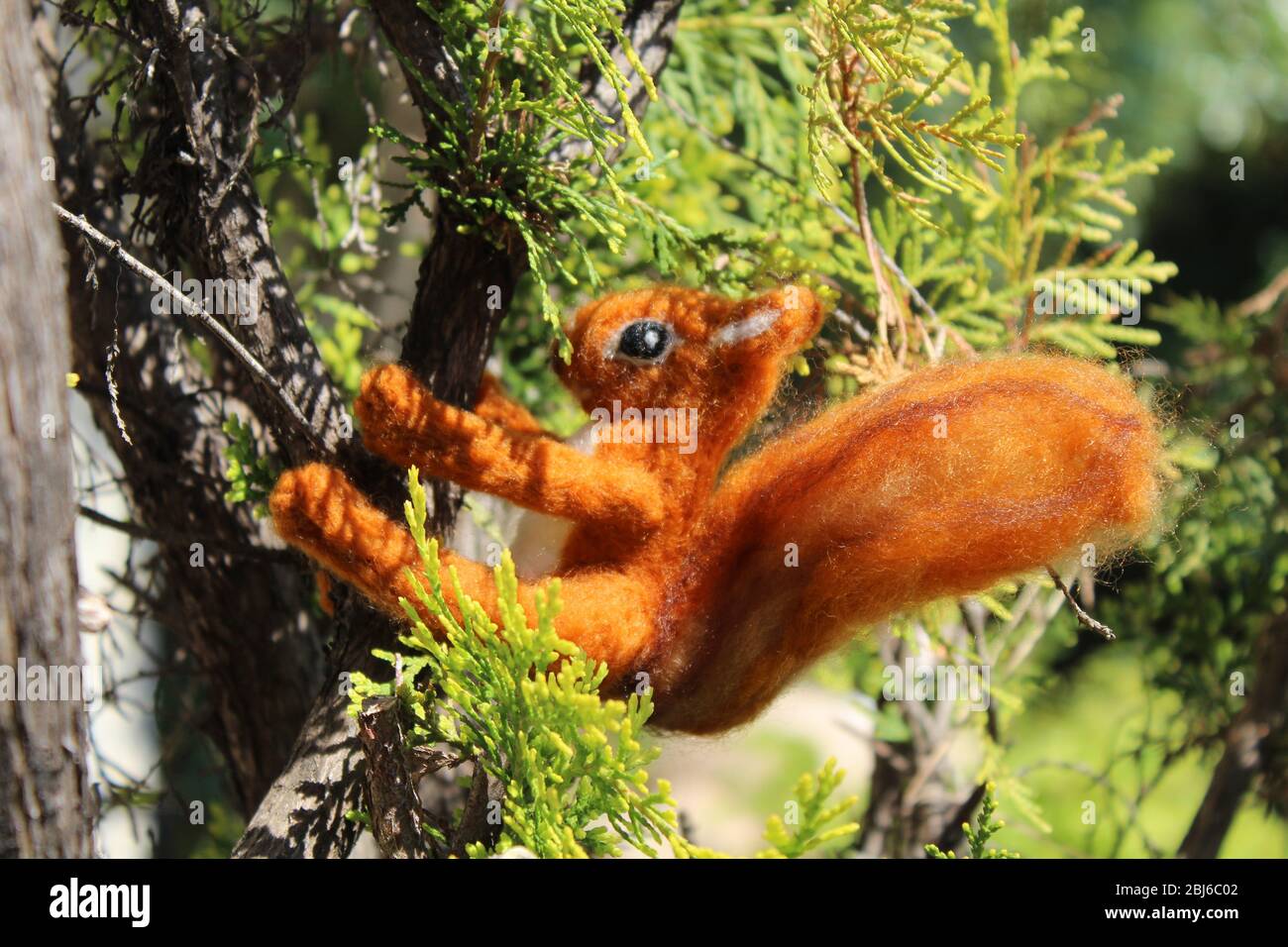 Needle felted handmade wool squirrel sculpture Stock Photo - Alamy