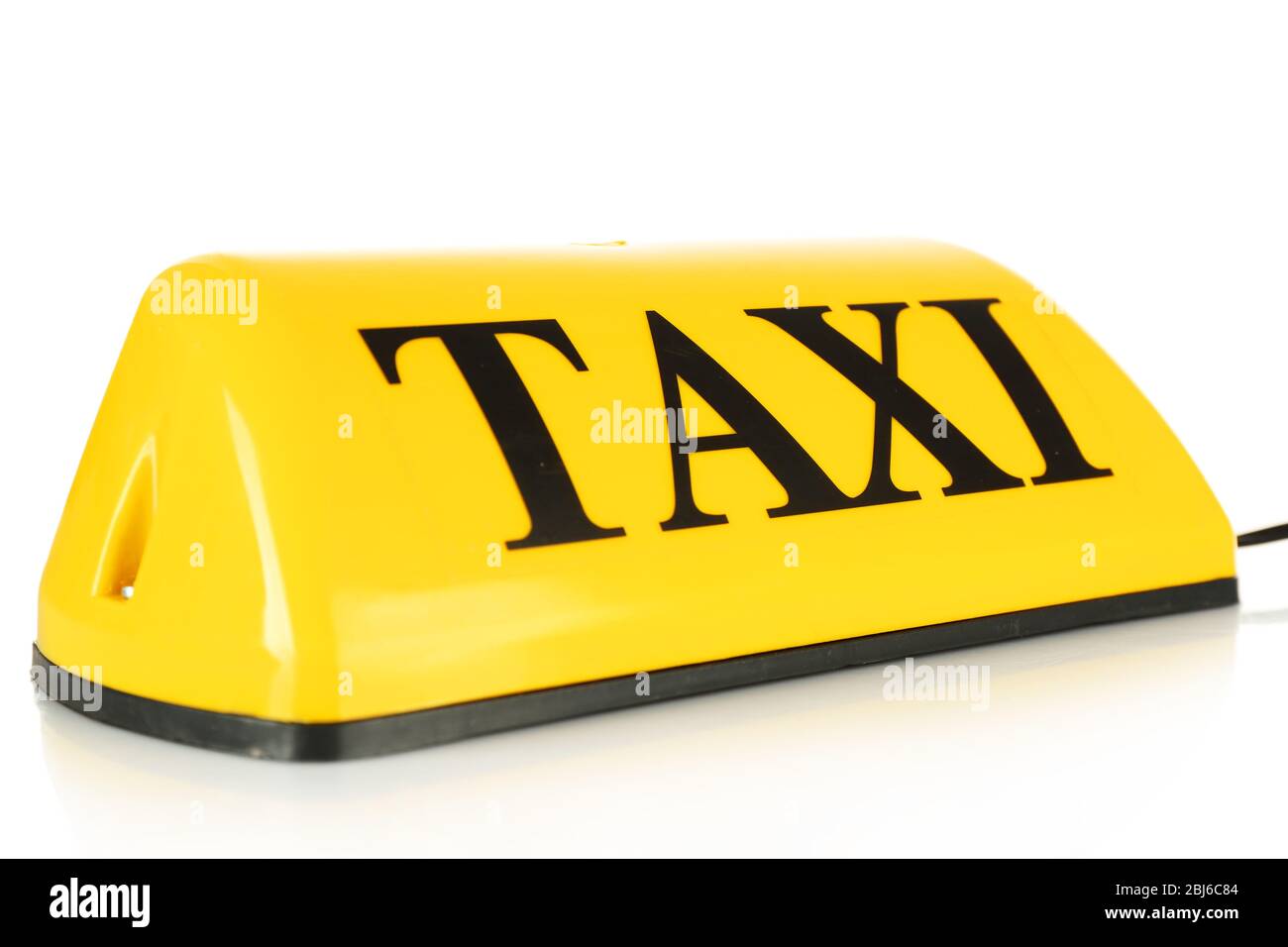 Transportation concept. Yellow taxi sign isolated on white background ...