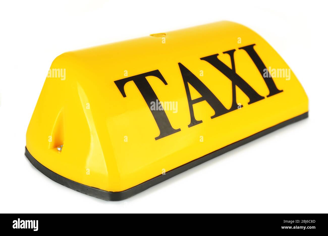 Transportation concept. Yellow taxi sign isolated on white background ...