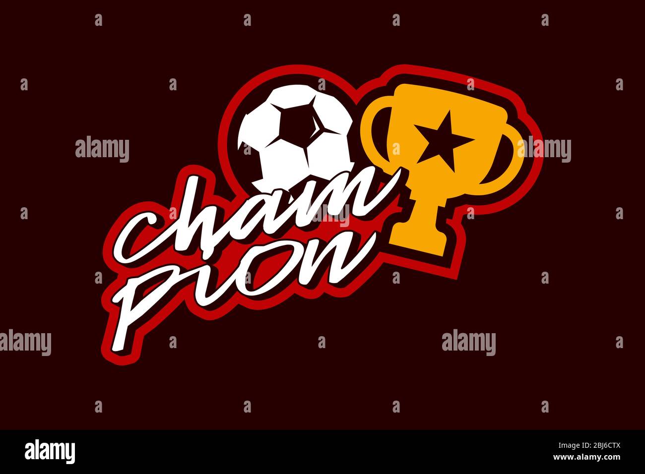 Vector soccer or football ball and cup sticker illustration. Champion ...