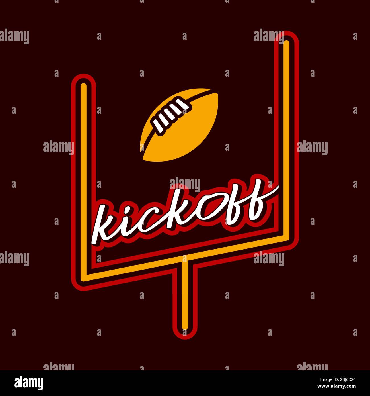 Vector rugby gate sticker illustration. Game equipment Sporty emblem ...