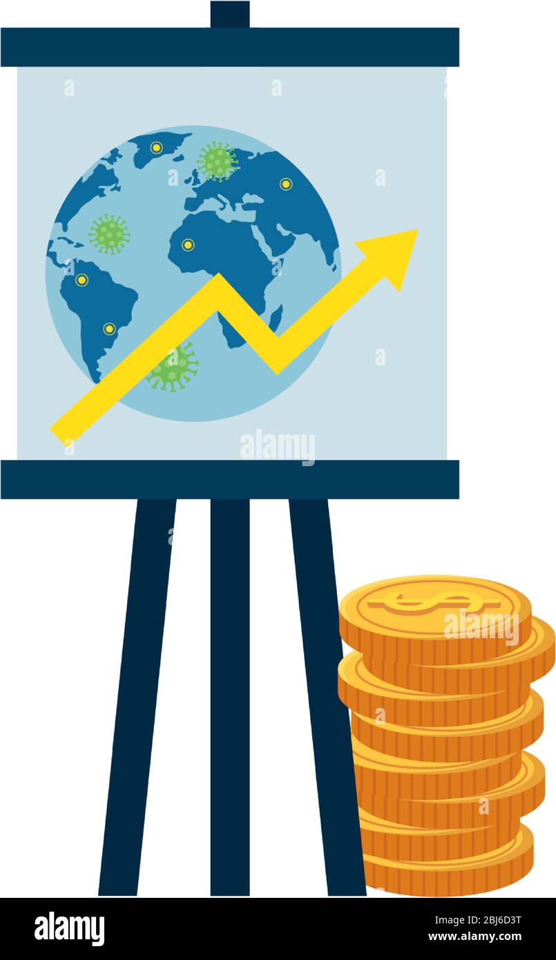 infographic of stock market variation by covid 19 with paper board and ...