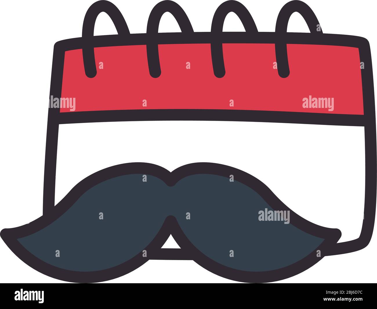 mustache and calendar flat style icon design, Fathers day celebration ...