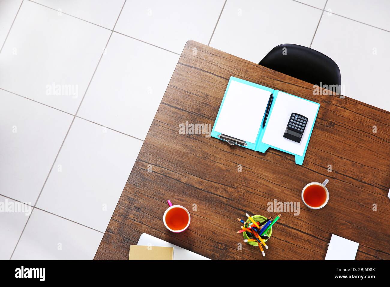 Office table for meetings, top view Stock Photo - Alamy
